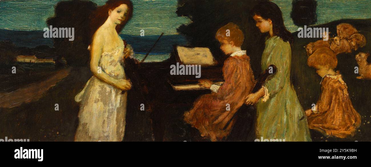Music in the Fields. Arthur Davies. Early 1890s Stock Photo - Alamy