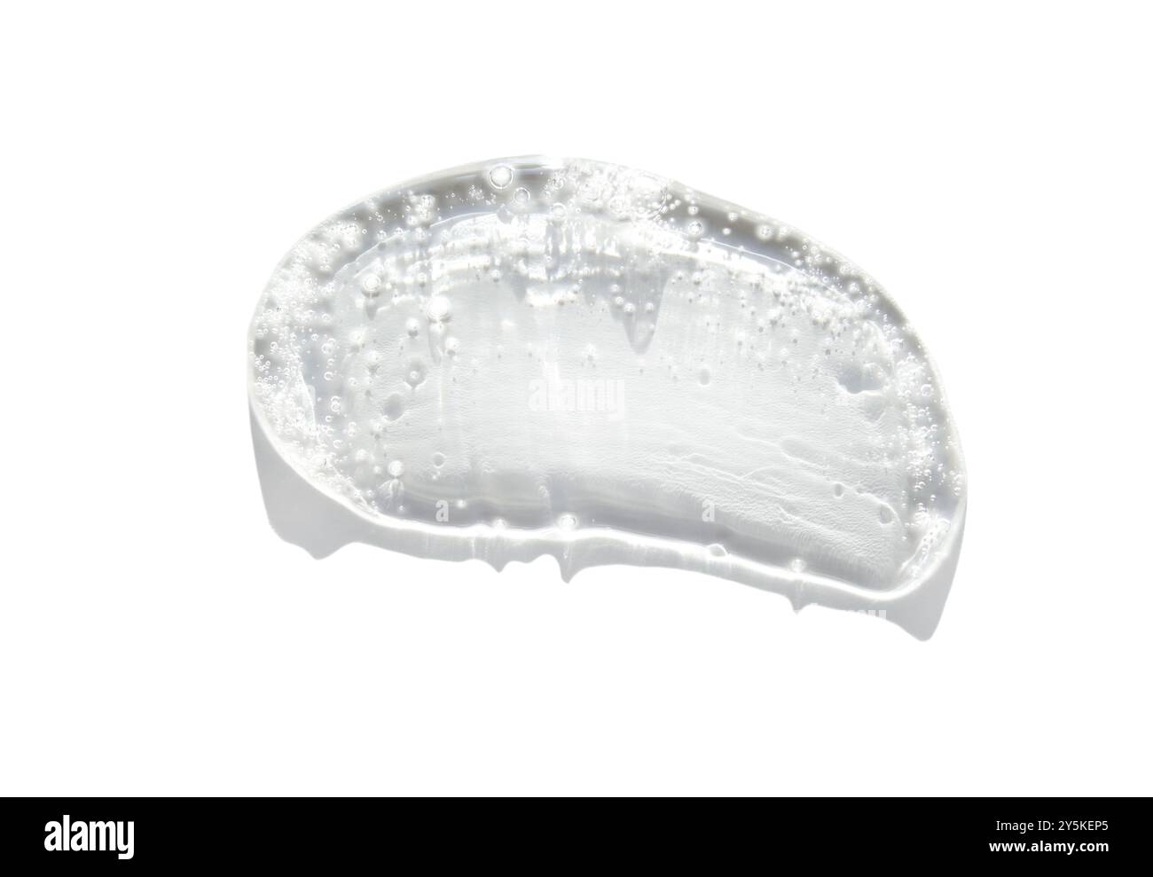 Clear gel texture with air bubbles on white background for skincare and ...