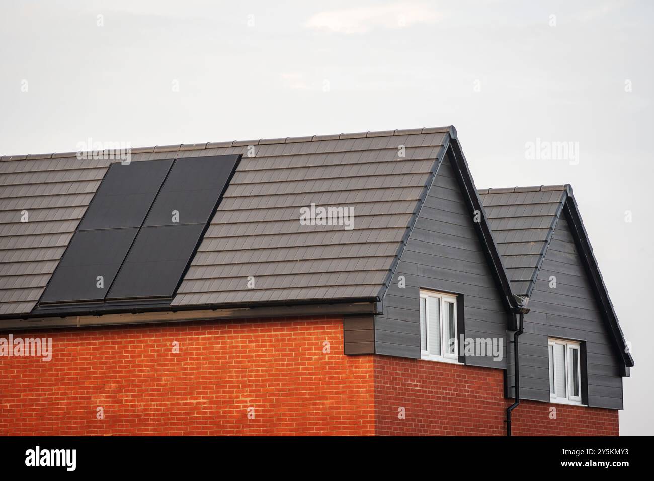 Photovoltaic solar panels on the roof of new built house in england uk ...
