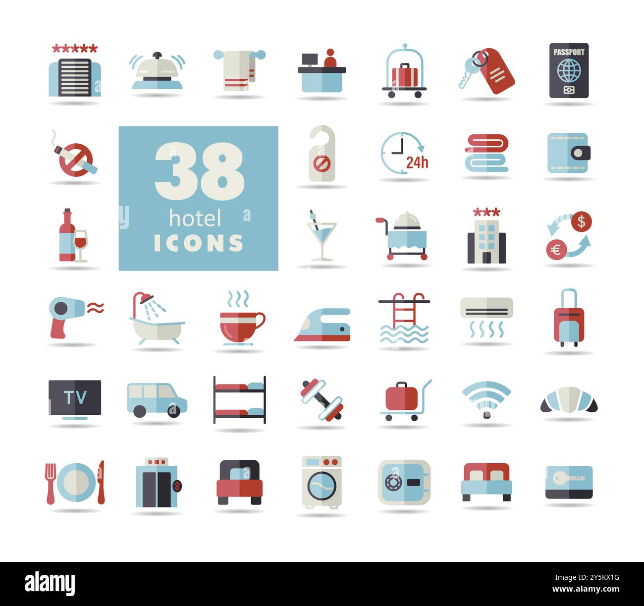 Hotel vector flat isolated icon set. Graph symbol for travel and ...