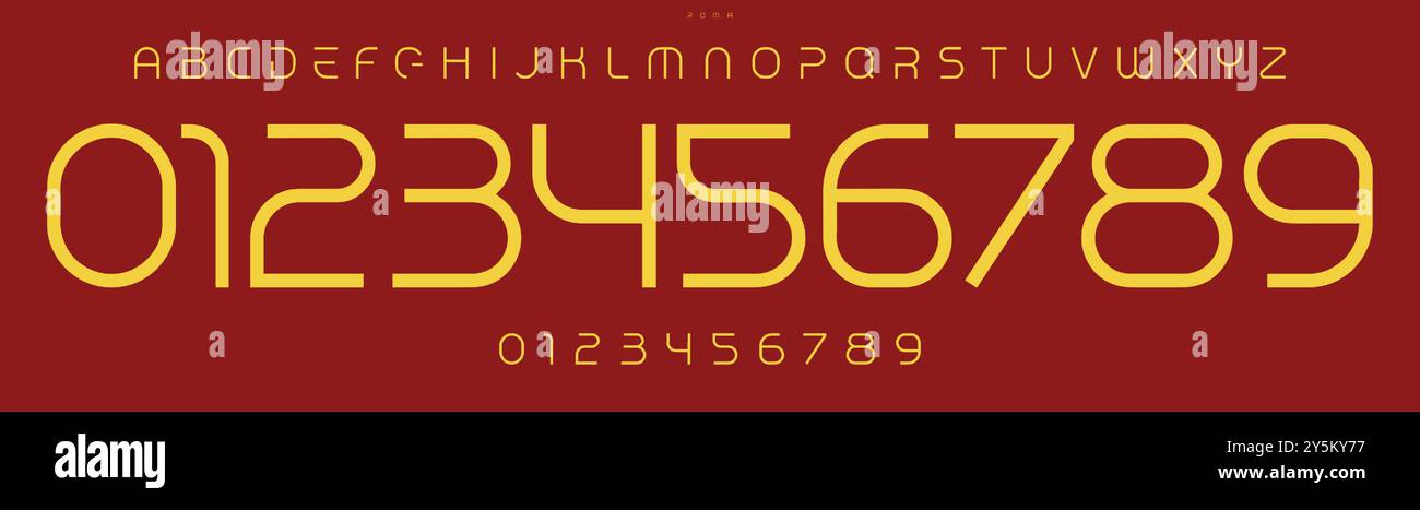 Minimalist futuristic typography, rounded sleek numbers and letters ...