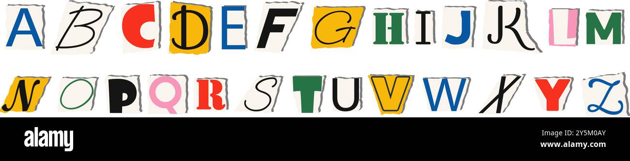 Collage font cut out letters clip art set vector illustration Stock ...