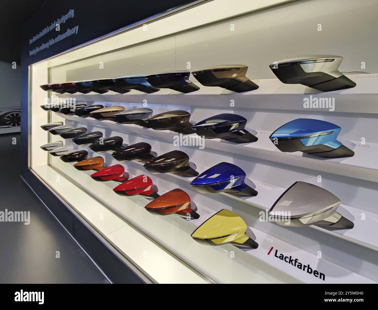 Paint colours of rear-view mirrors on the wall of the Seat Pavilion ...