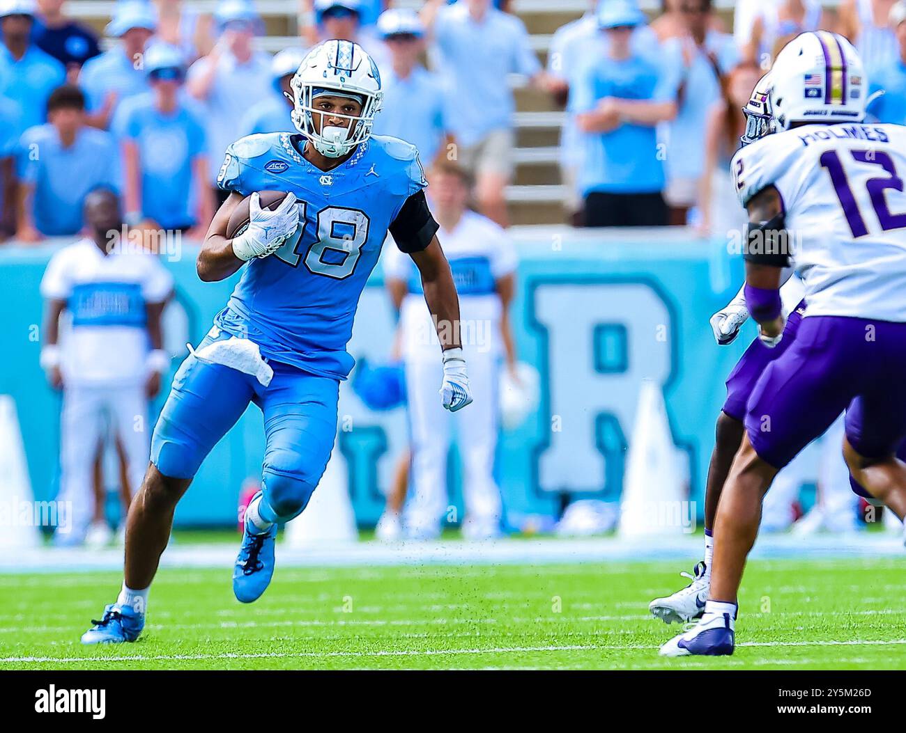 September 21, 2024: North Carolina senior Bryson Nesbit (18) runs with ...