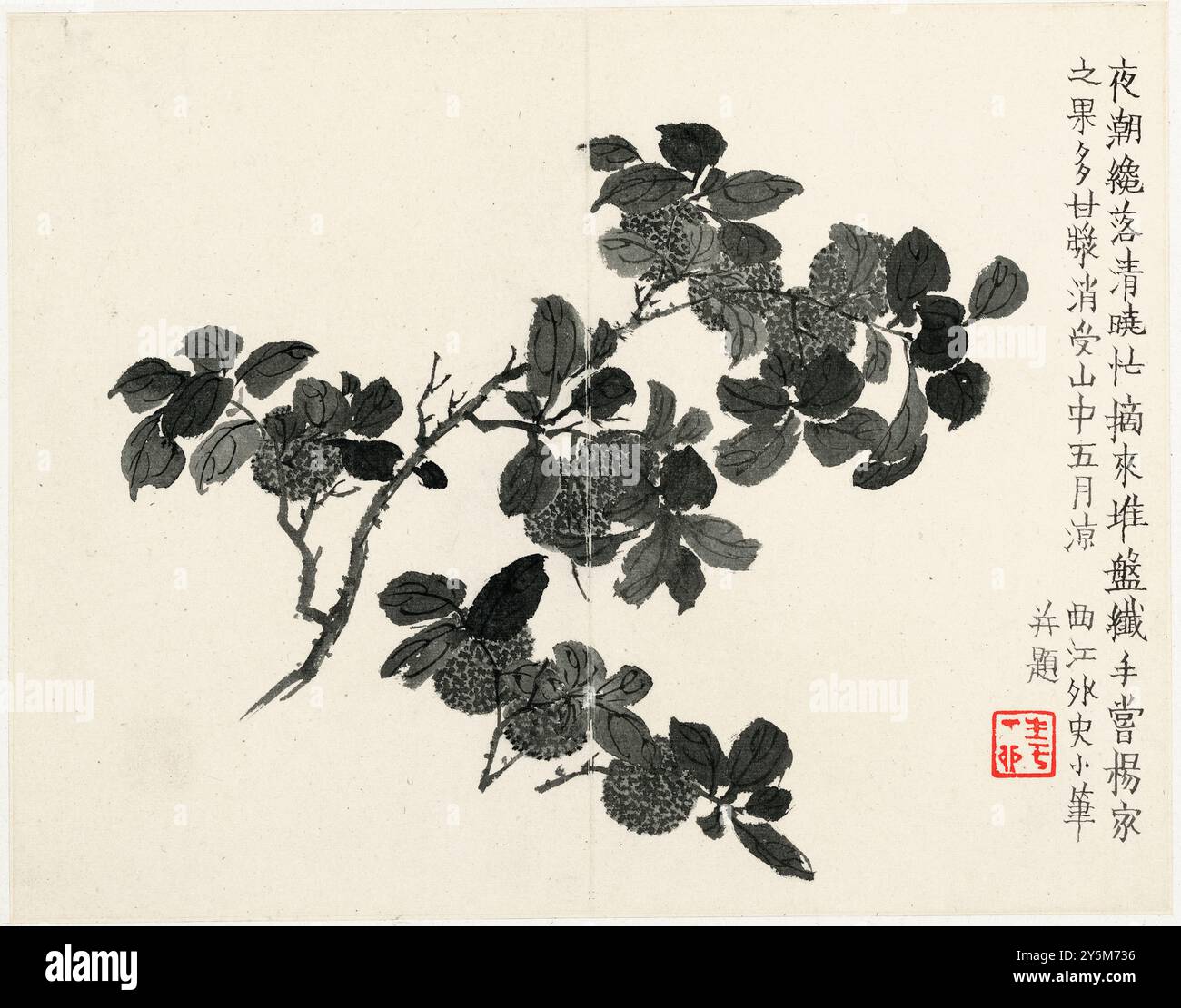 Ink painting by Chinese painter and calligrapher Jin Nong (金農) created ...