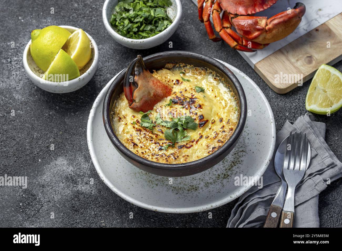 CHILEAN FOOD. Baked crabmeat crab meat with cheese, cream and bread ...