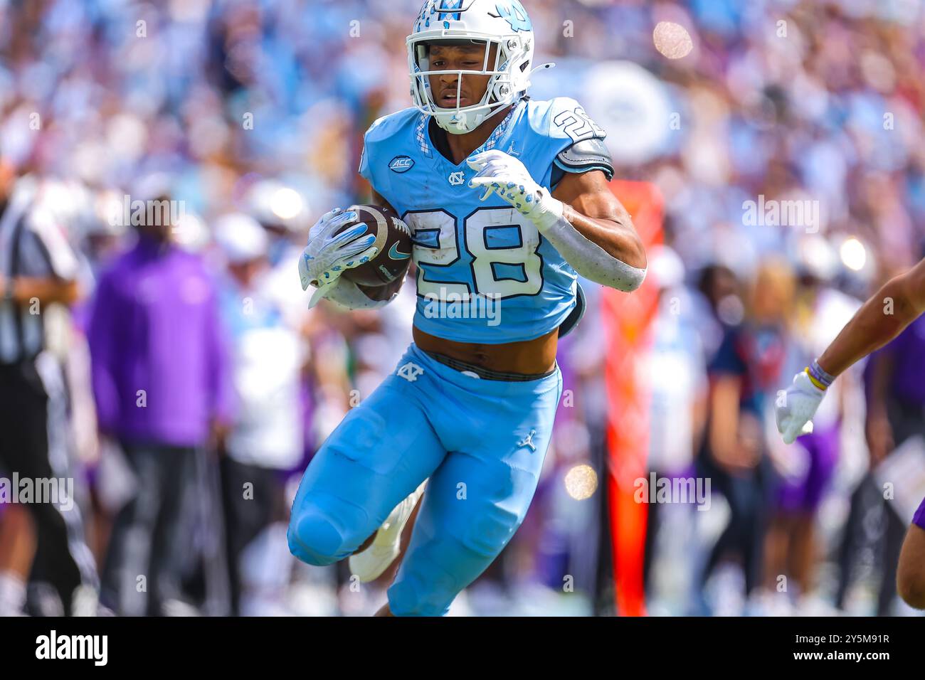 September 21, 2024: North Carolina junior Omarion Hampton (28) runs to ...