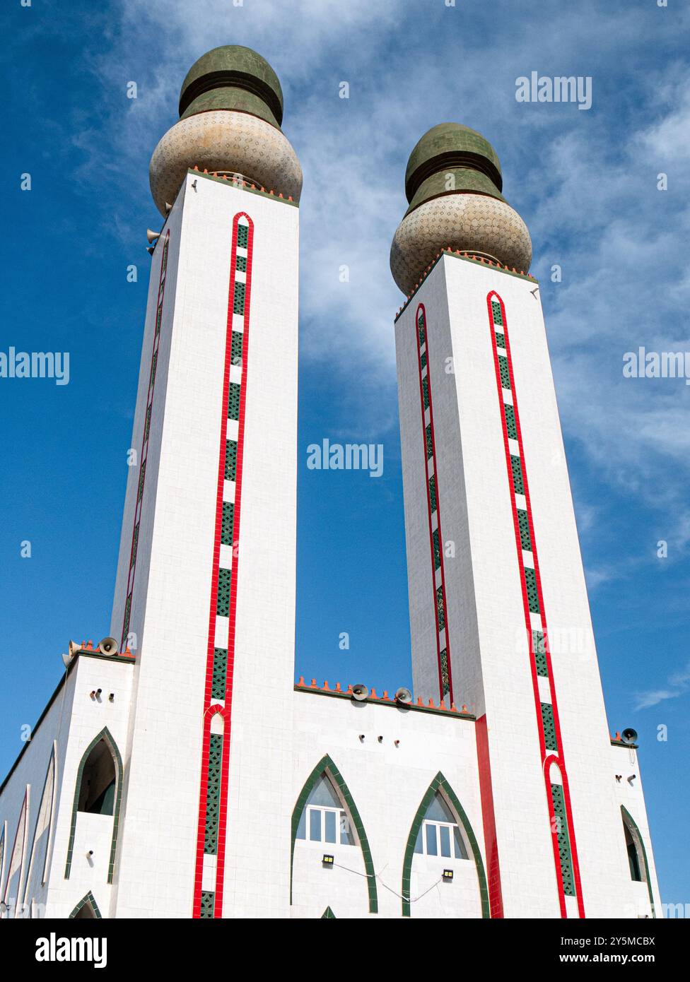 Mosque of the Divinity, Dakar, Senegal - Dual Minaret Frontal shot ...