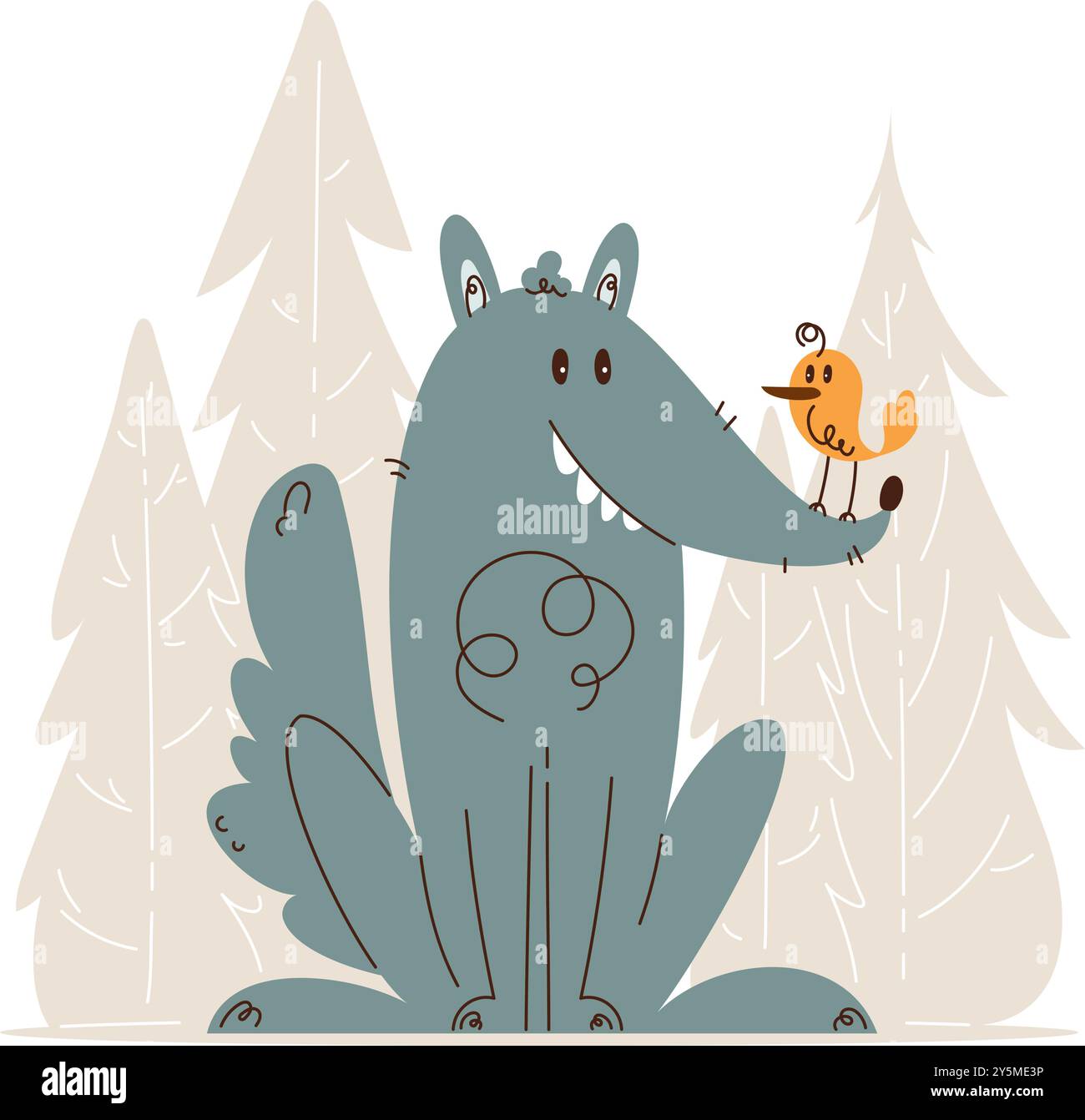 Forest wolf trees Stock Vector Images - Alamy