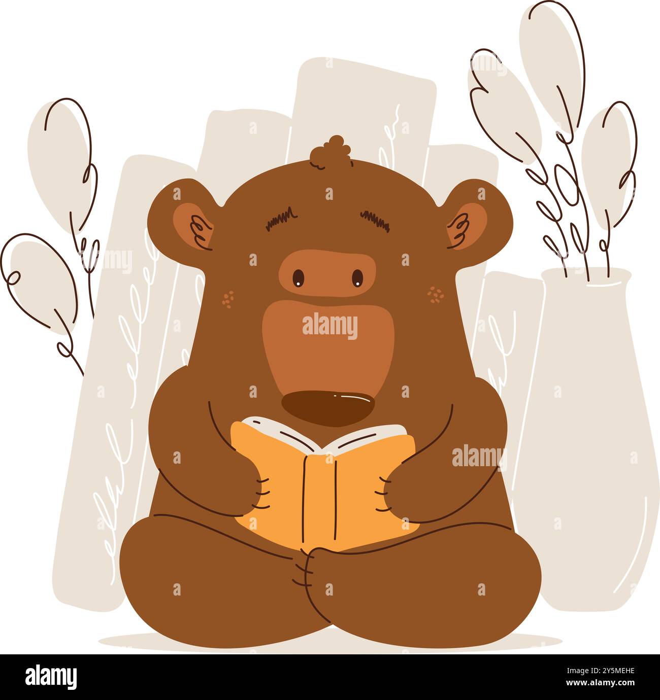Adorable bear reading book illustration Stock Vector Image & Art - Alamy