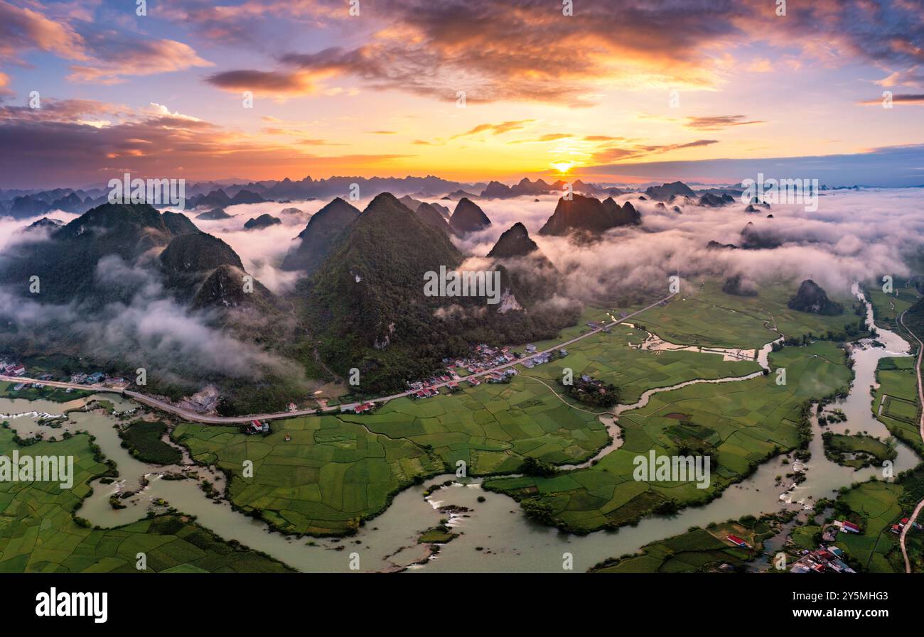 Scenery of Ngoc Con mountain, Cao Bang province, Vietnam filled with ...