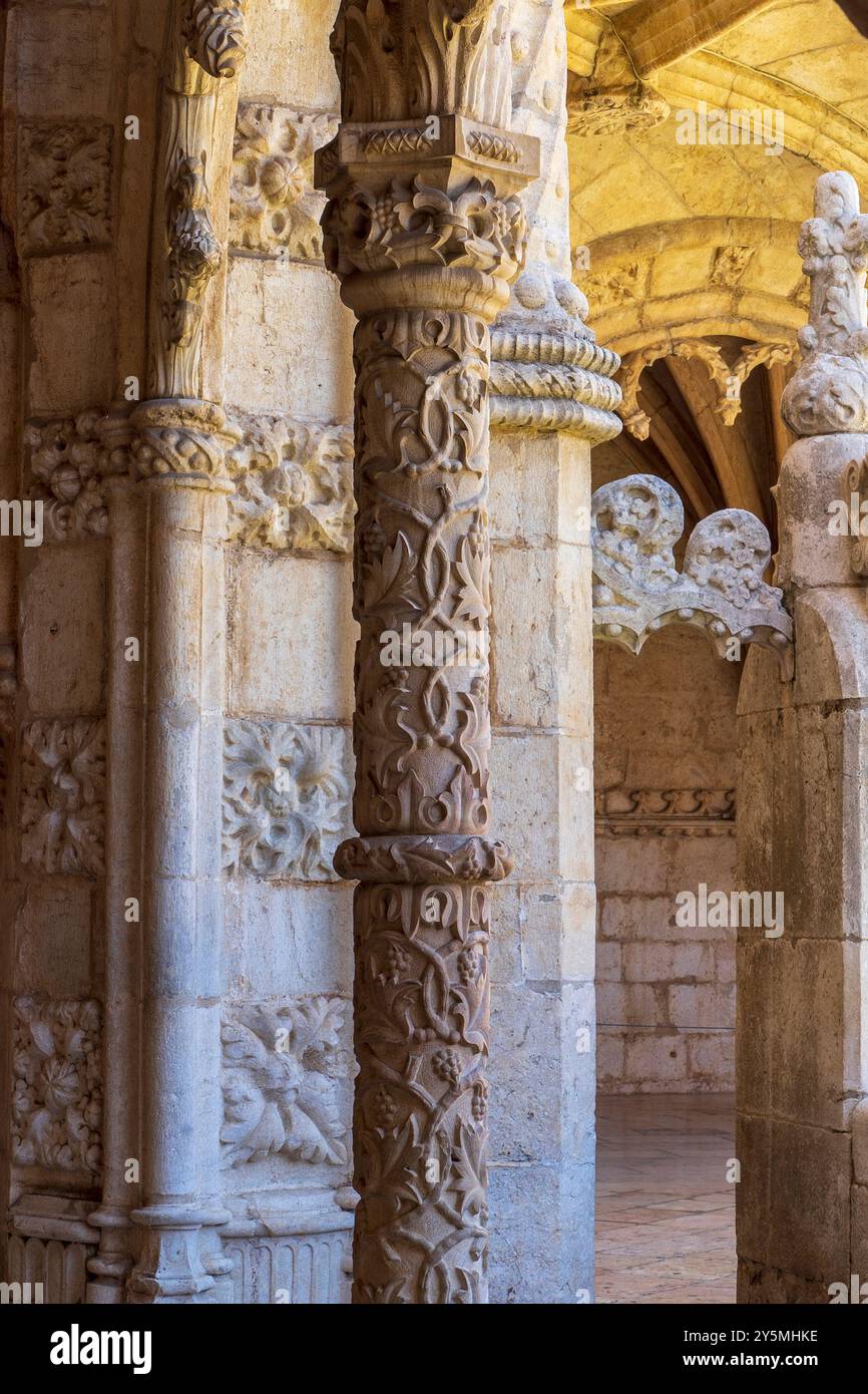 The Jerónimos Monastery balcony showcasing intricate stone carvings ...