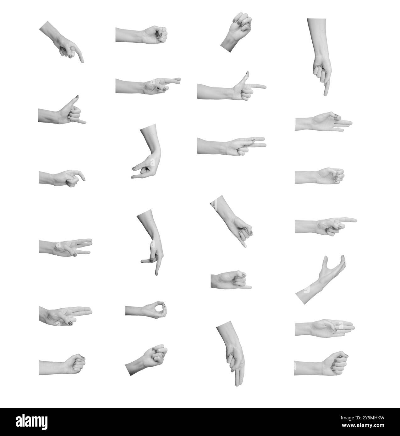 Different hand gestures, finger signs, showing symbols set, isolated on white background Stock ...