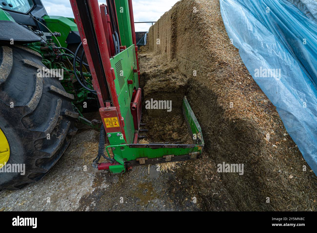 Face of silage clamp, showing different layers of crop. Rietberg, North ...