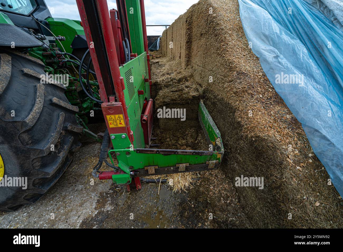 Face of silage clamp, showing different layers of crop. Rietberg, North ...
