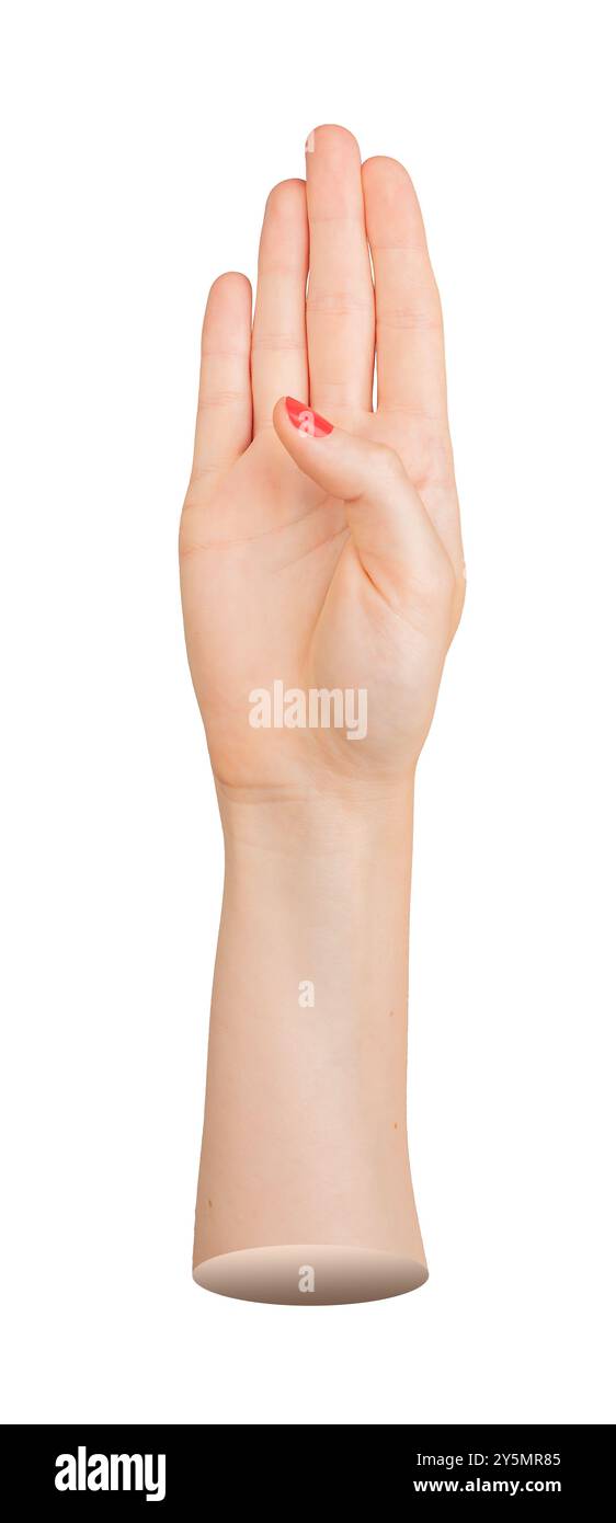 Four fingers up, hand gesture for counting. Showing the number 4 ...