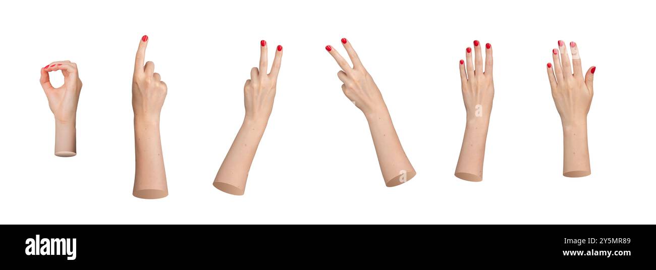 Hand gestures, finger signs isolated on white background, set Stock ...