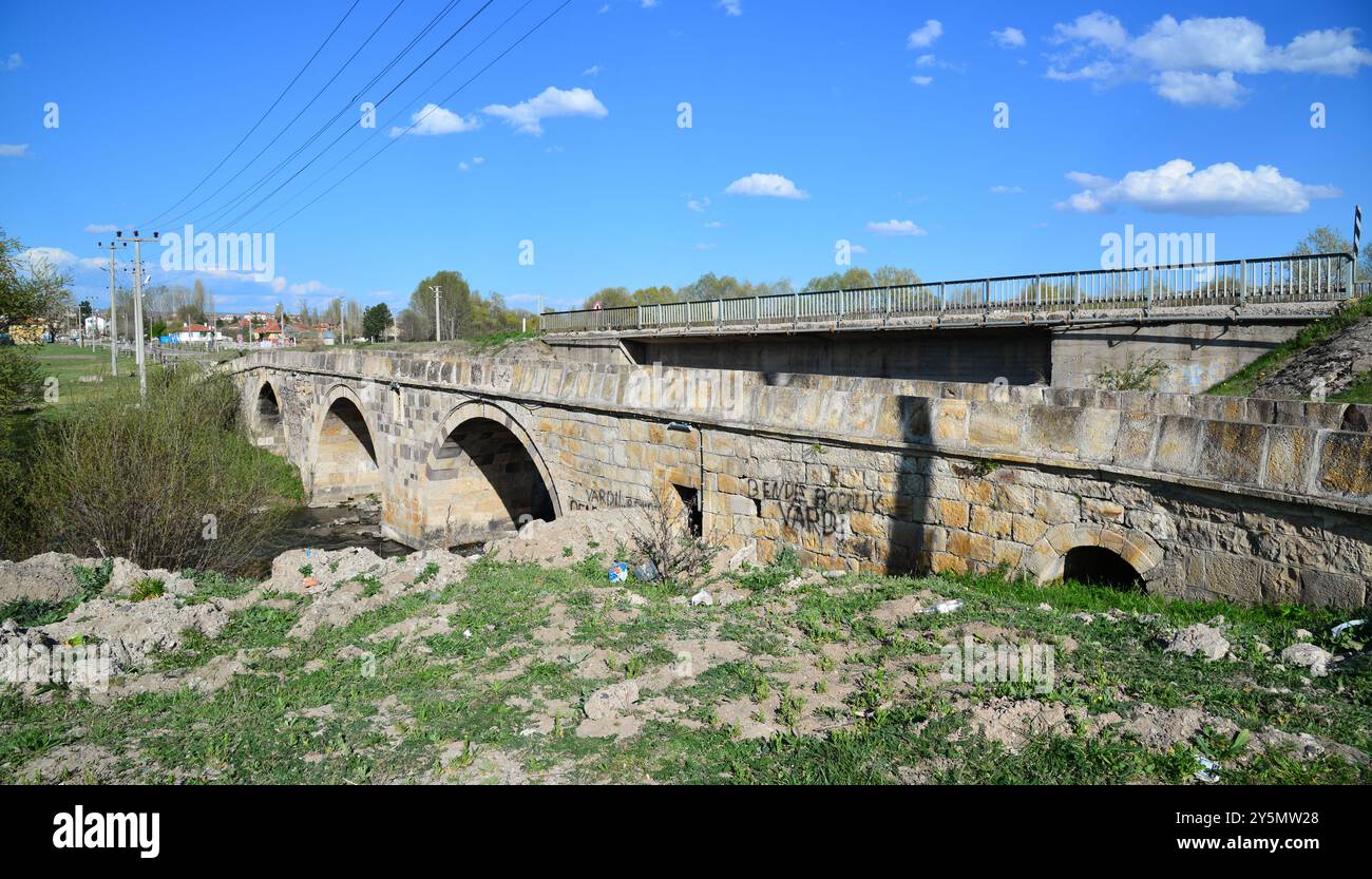 Ulusu Bridge, located in Cankiri, Turkey, was built in the 16th century ...
