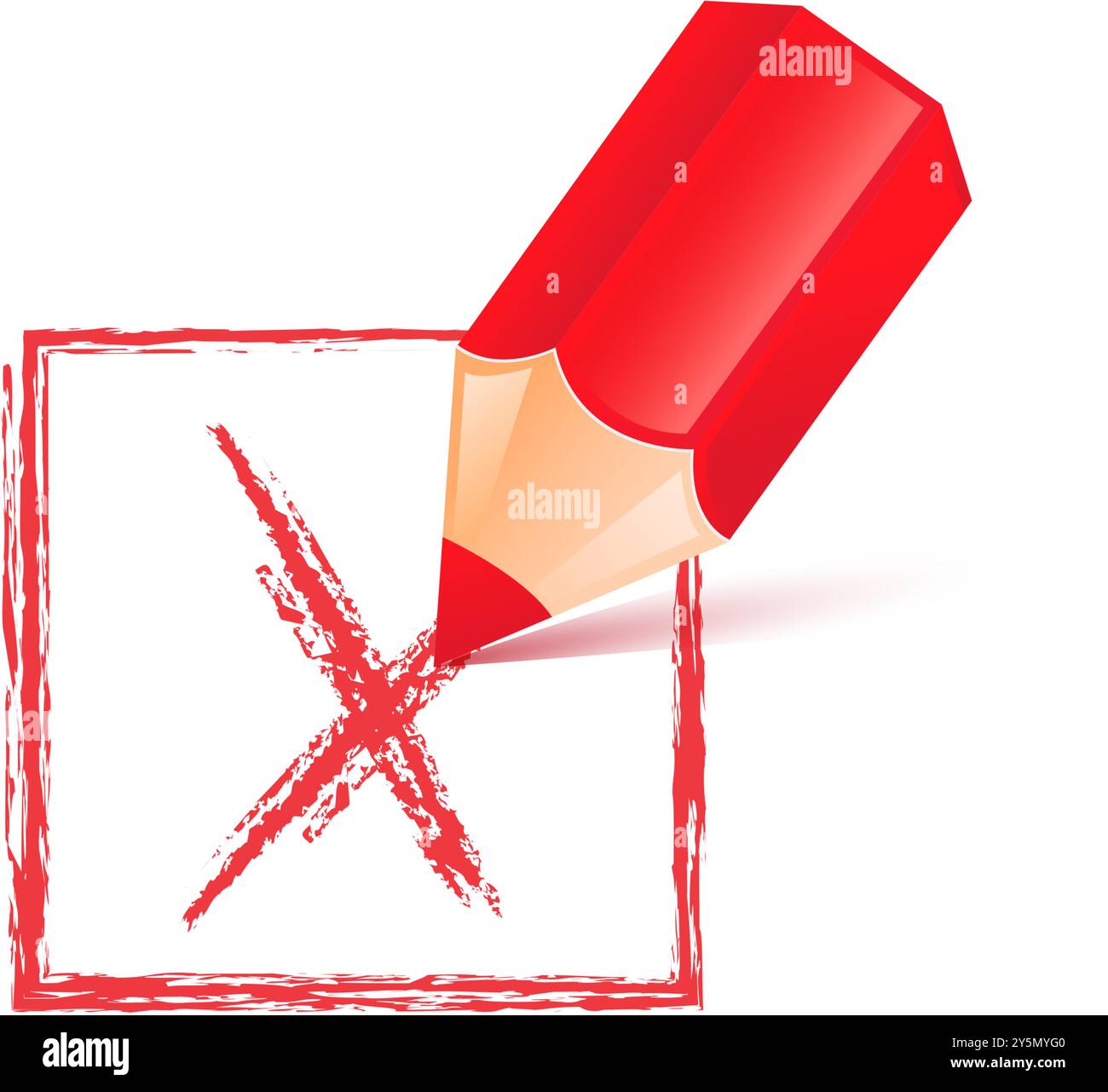 Red Pencil with Red Cross isolated on white background symbolizing ...