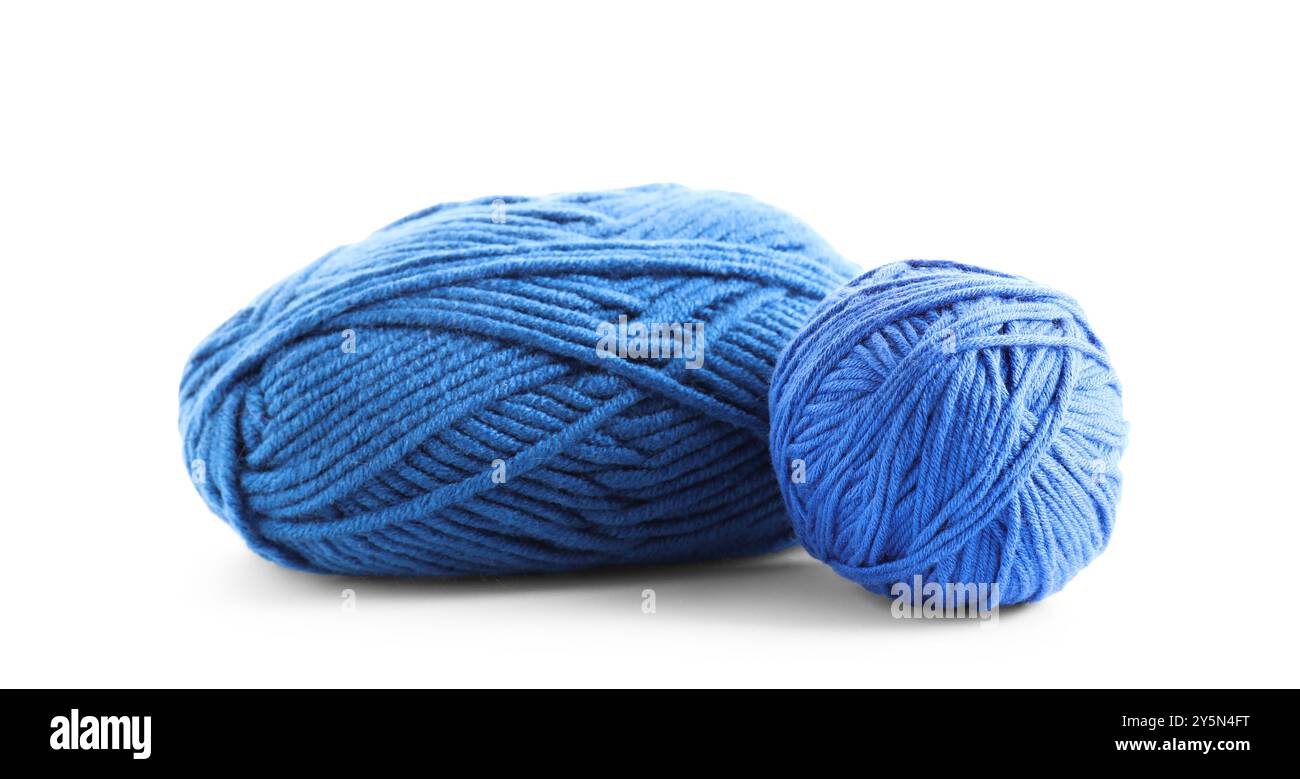 Two beautiful blue yarns isolated on white Stock Photo - Alamy