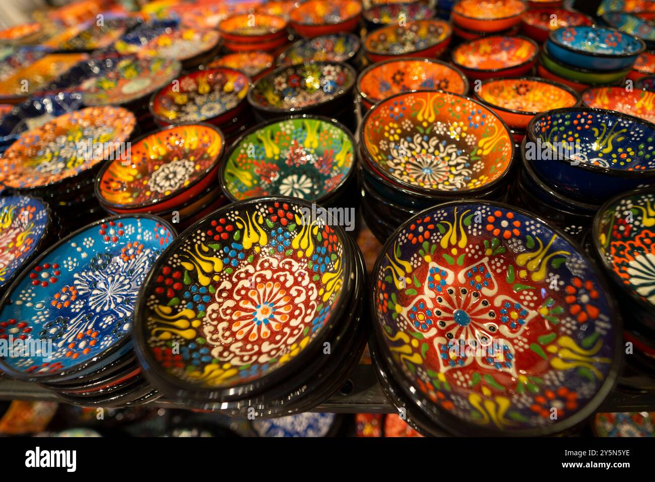 Ceramic and porcelain plates of different colors with different ...