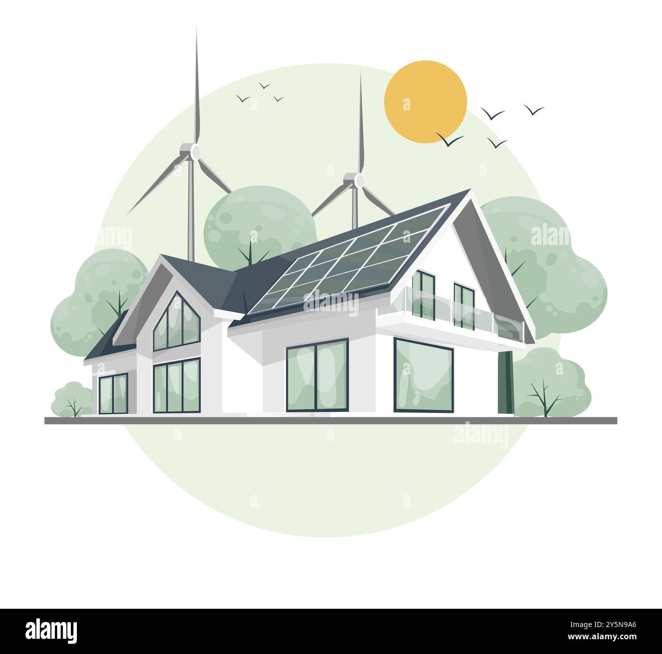 Home alternative electryciti. Wind and solar generation. Solar panels ...