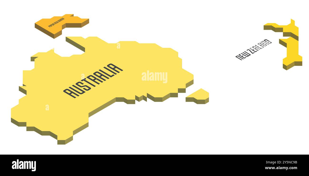Isometric political map of Australia. Colorful land with country name ...