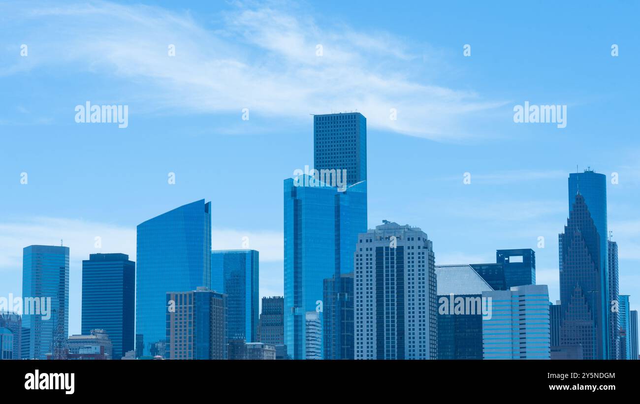 View of the buildings in downtown Houston, Texas, USA, in 2024. text ...