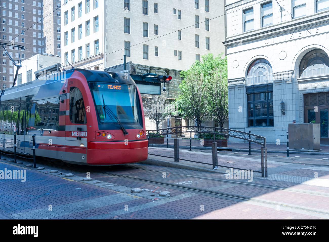 A Red Line light rail car in Texas medical Center area in Houston ...