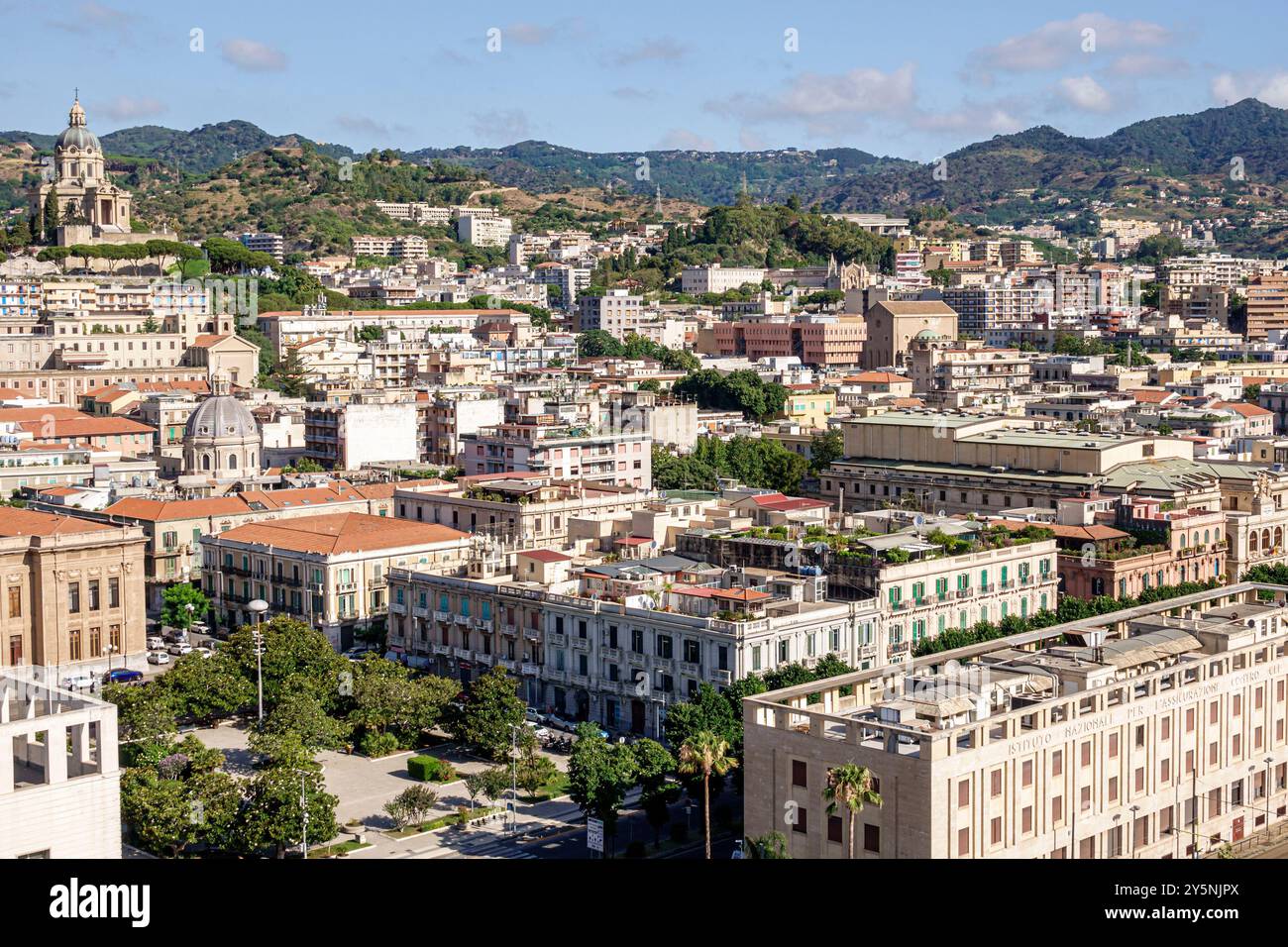 Messina Sicily Italy,city skyline buildings,outside exterior,Peloritani ...