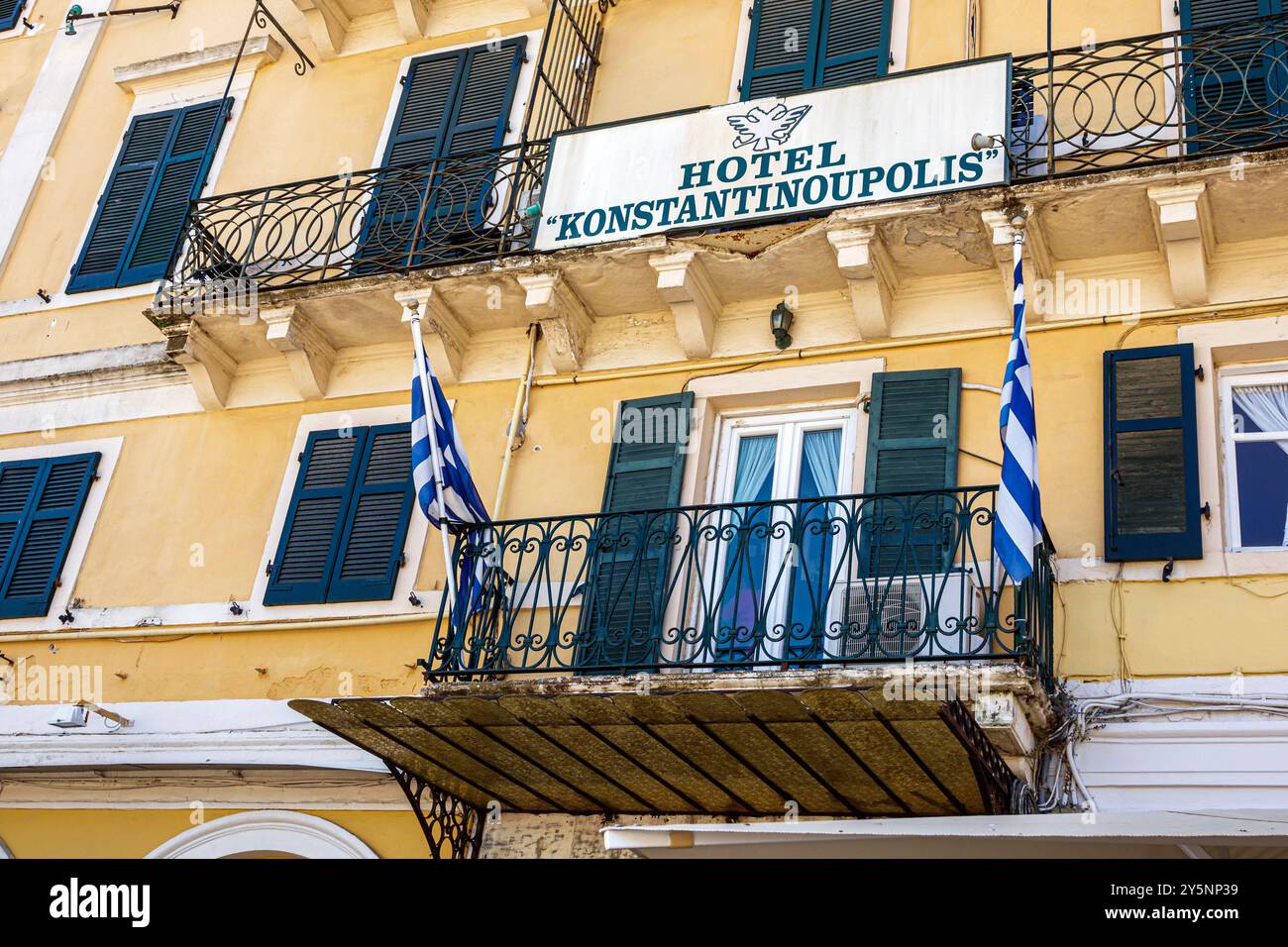 Corfu Greece,Old Town,Kerkyra - Kanoni street,Hotel Konstantinoupolis ...