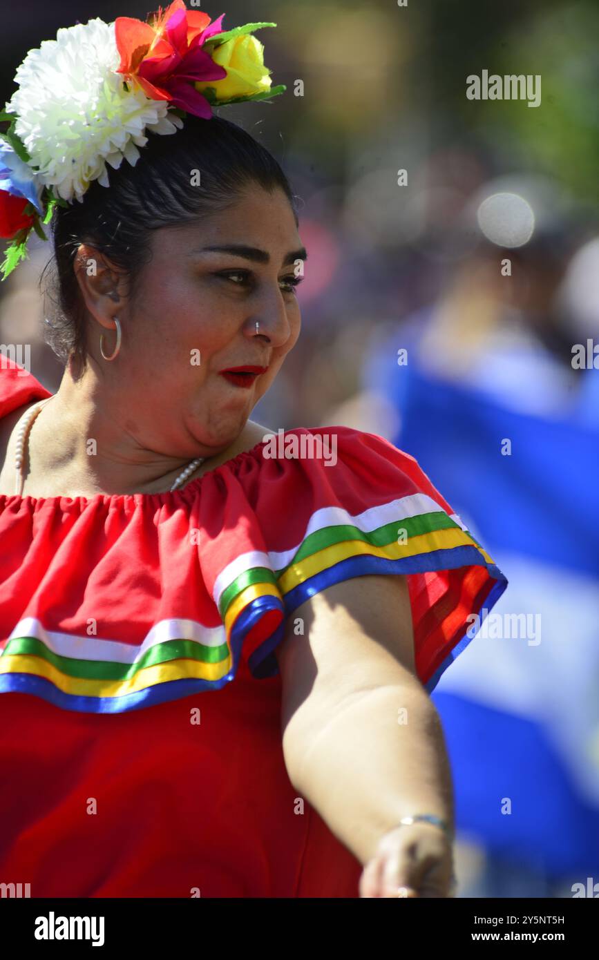A general view of the 48th Queens Hispanic Parade 2024 marches down ...