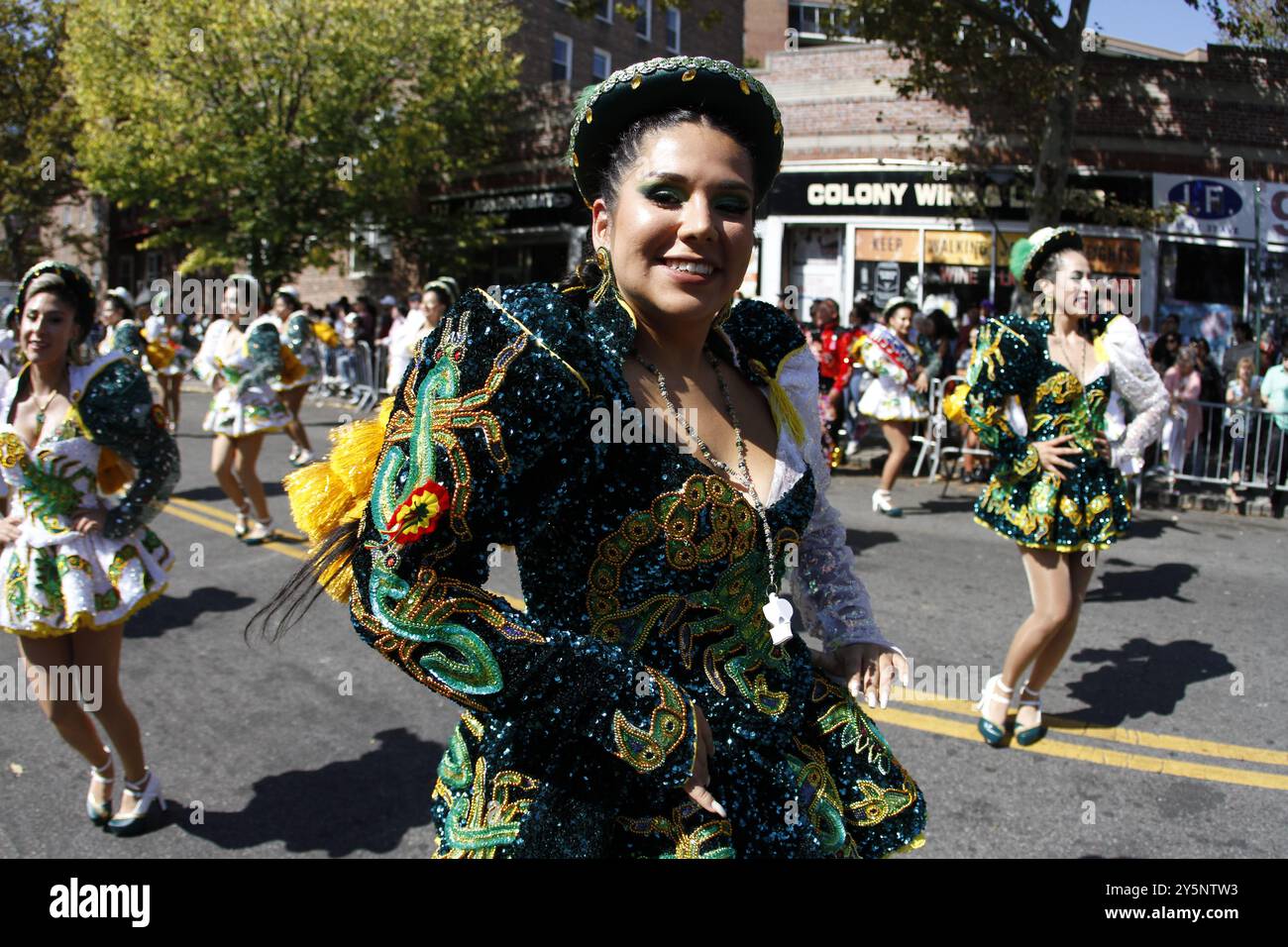 A general view of the 48th Queens Hispanic Parade 2024 marches down ...
