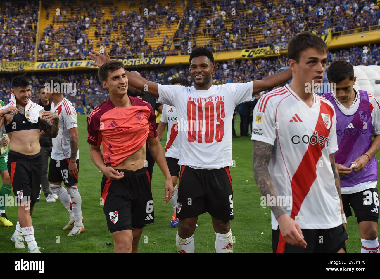 BUENOS AIRES, ARGENTINA - SEPTEMBER 21: Miguel Borja and Adam Bareiro ...