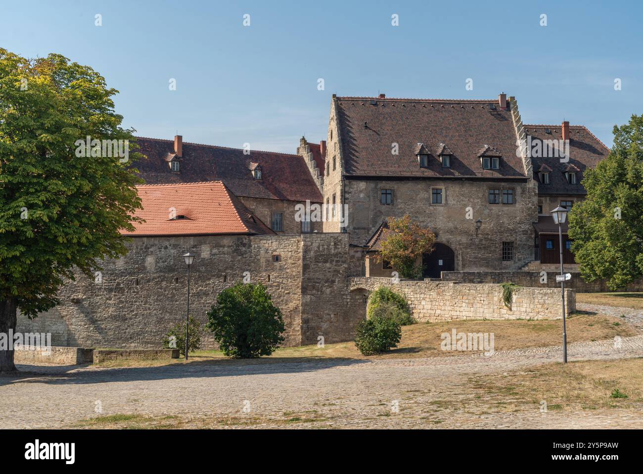 Medieval buildings / castle architecture at Neuenburg castle during ...