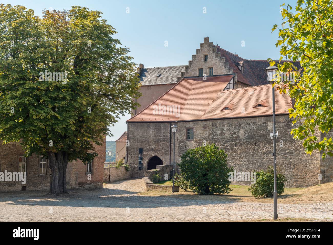 Medieval buildings / castle architecture at Neuenburg castle during ...