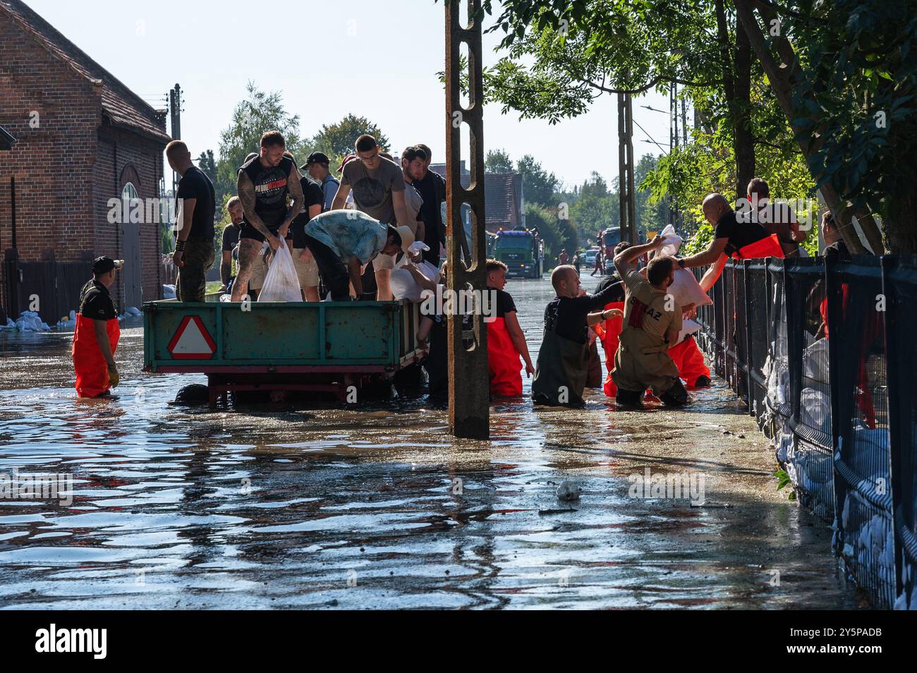 SCINAWA. POLAND - SEPTEMBER 21, 2024: Flood caused by heavy rainfall ...