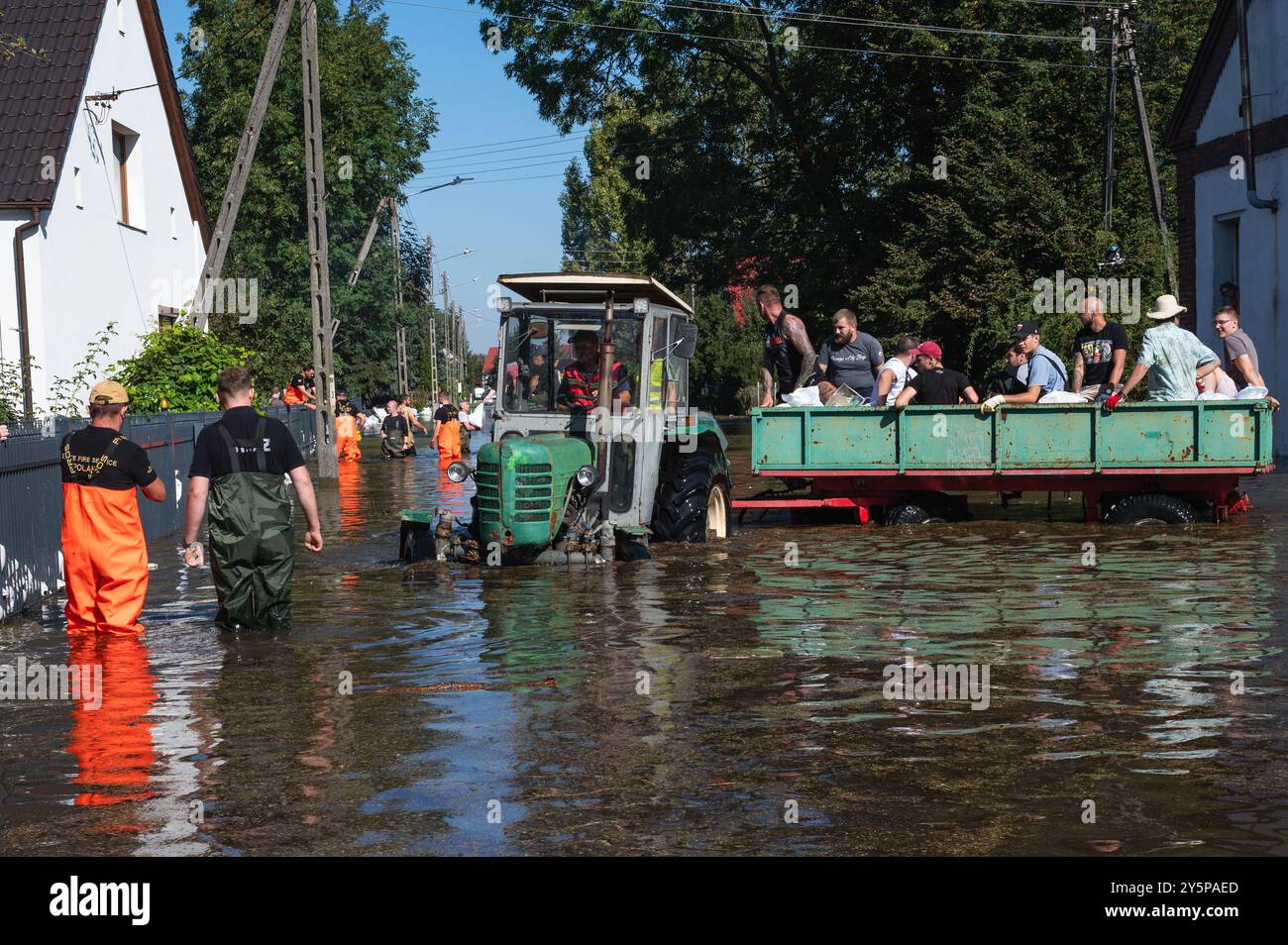 SCINAWA. POLAND - SEPTEMBER 21, 2024: Flood caused by heavy rainfall ...