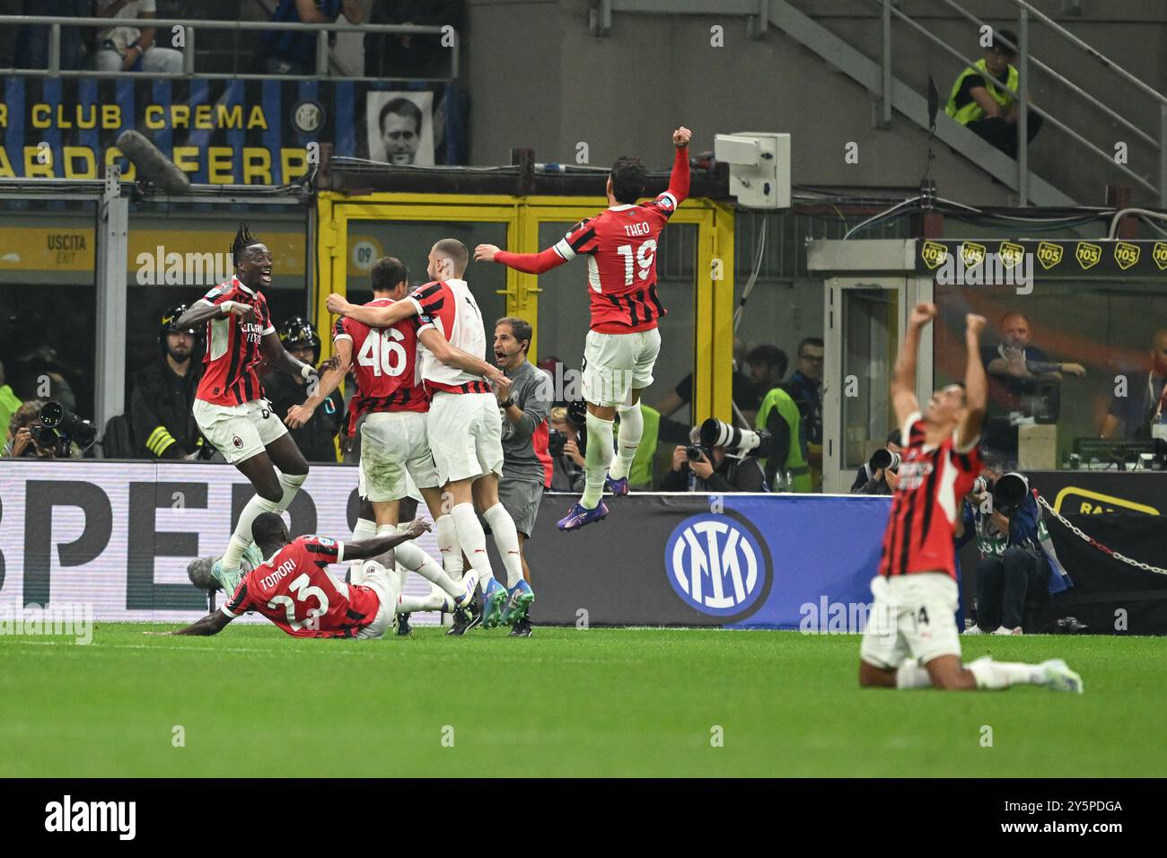 Matteo Gabbia of AC Milan celebrating after a goal during the Italian Serie A football match ...