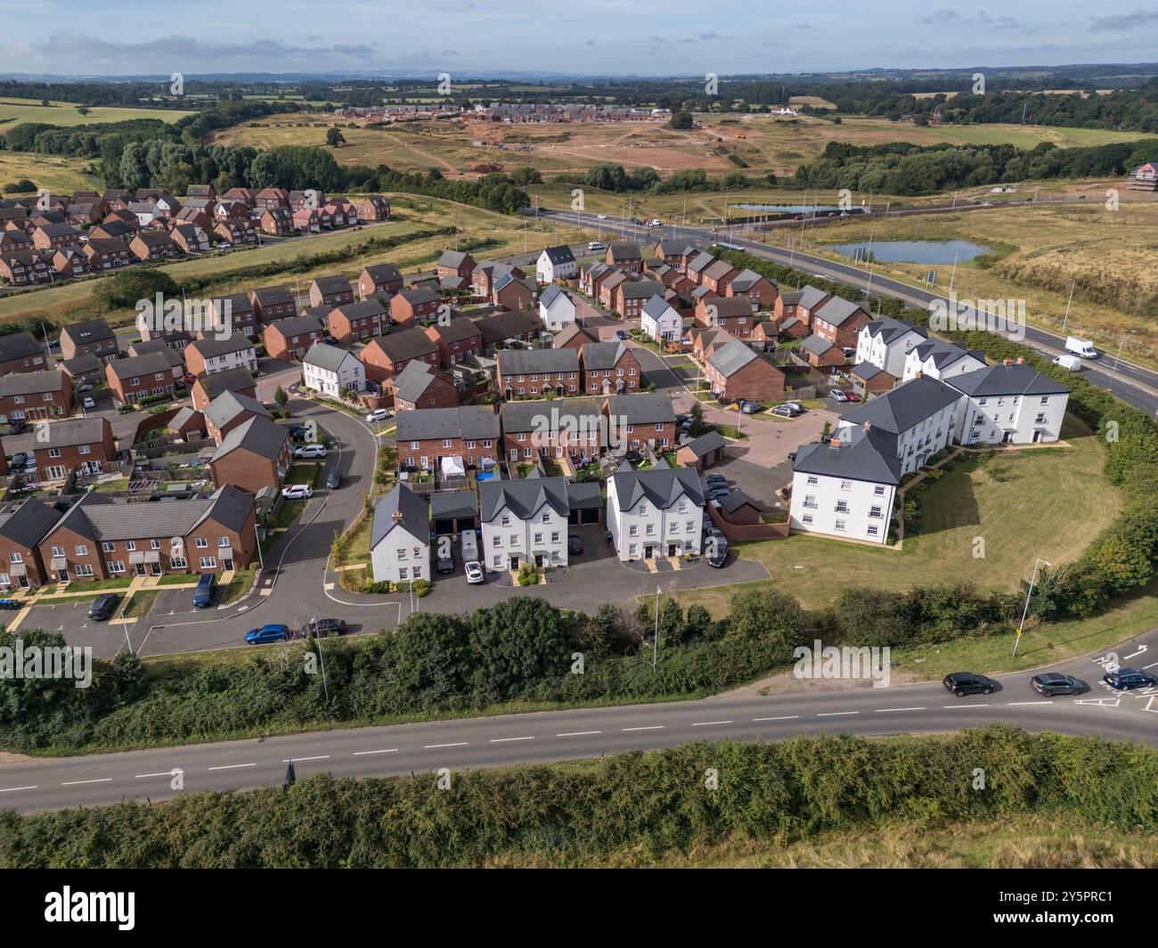 General aerial view of a new housing estate south of Royal Leamington ...