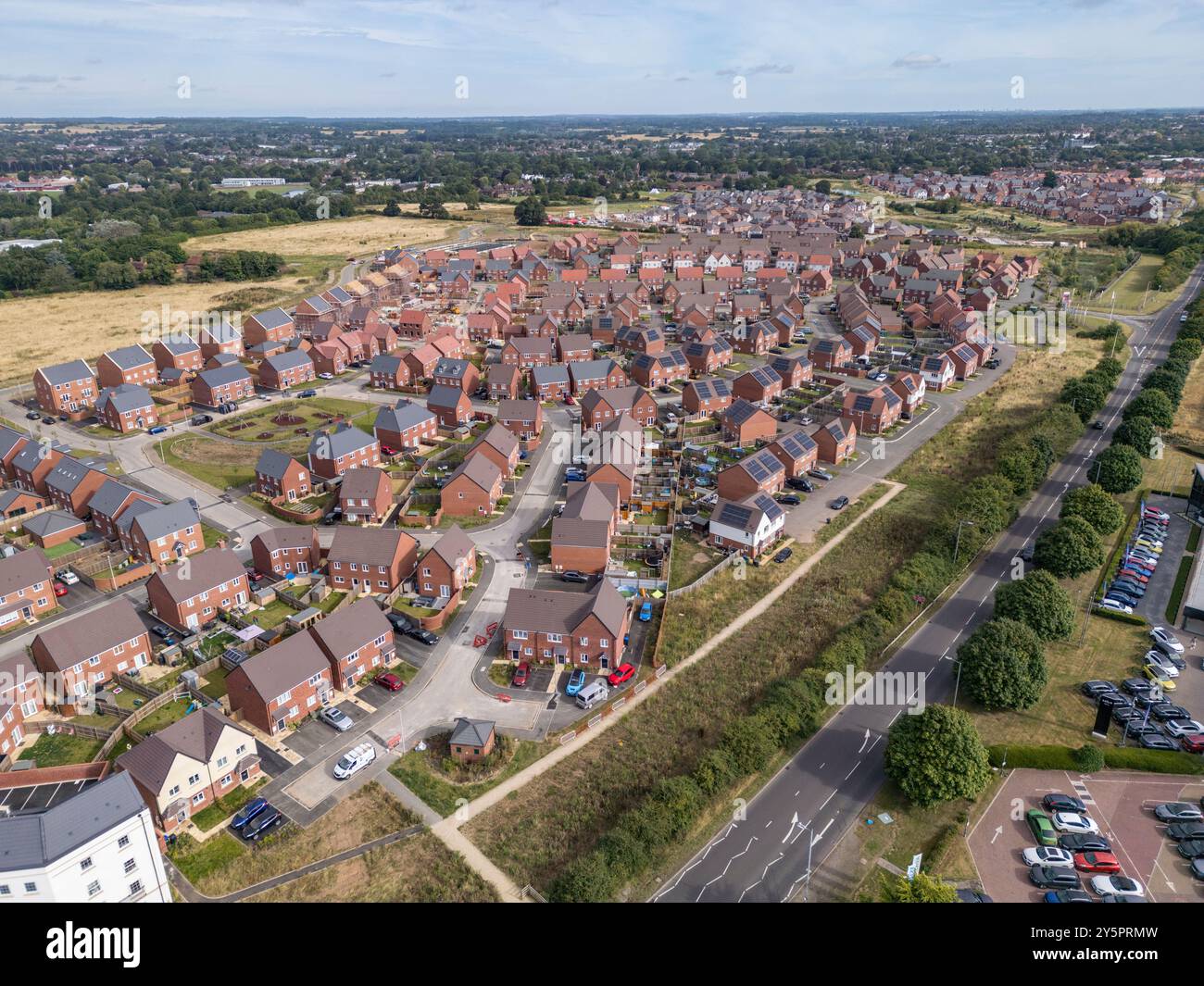 General aerial view of a new housing estate south of Royal Leamington ...