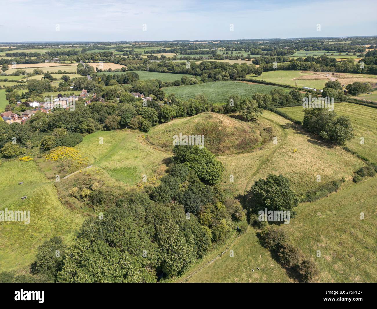 Aerial view of Brinklow Castle, a Norman motte and bailey castle in ...