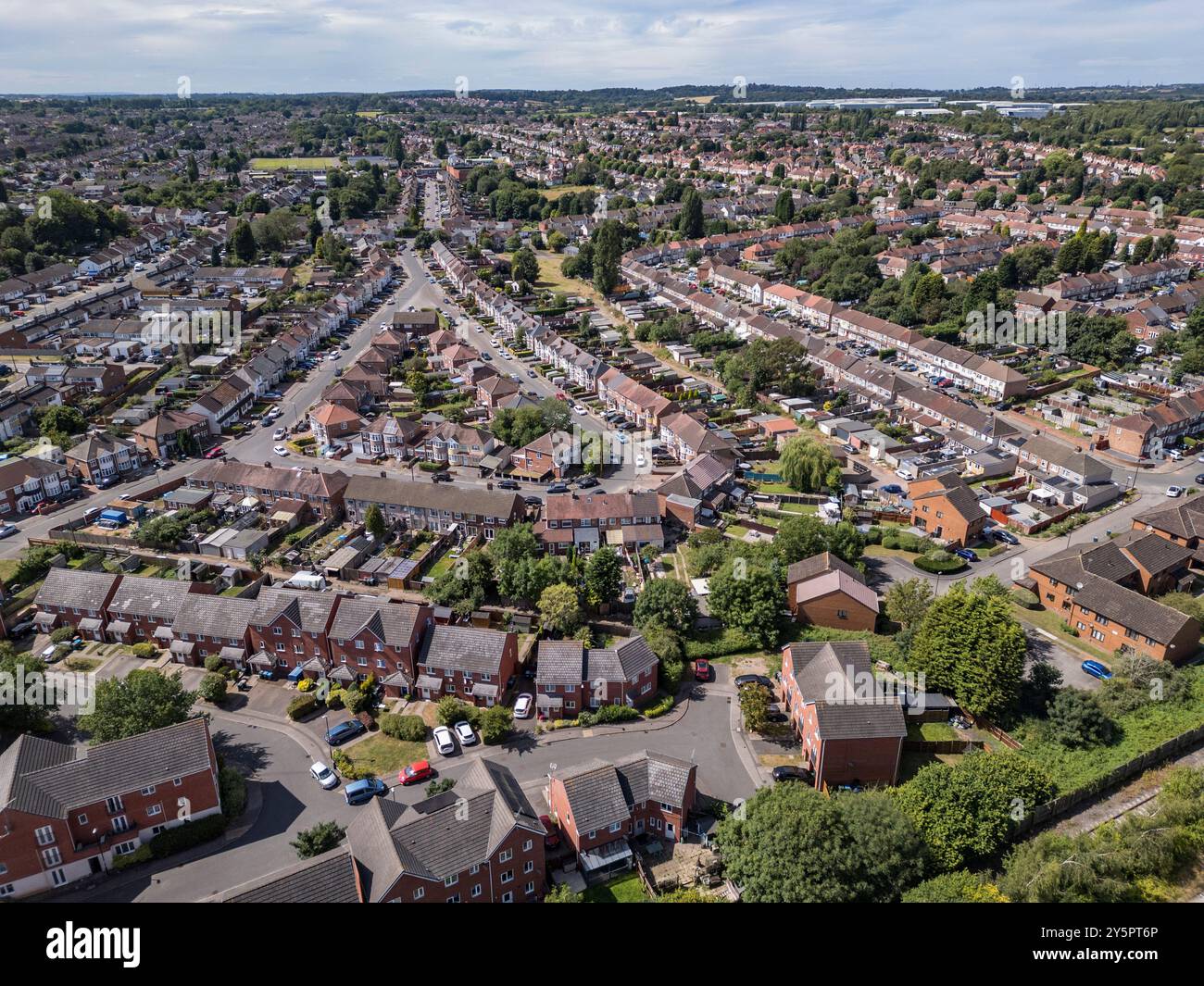 General view of the mainly terraced housing northern Coventry, close to ...