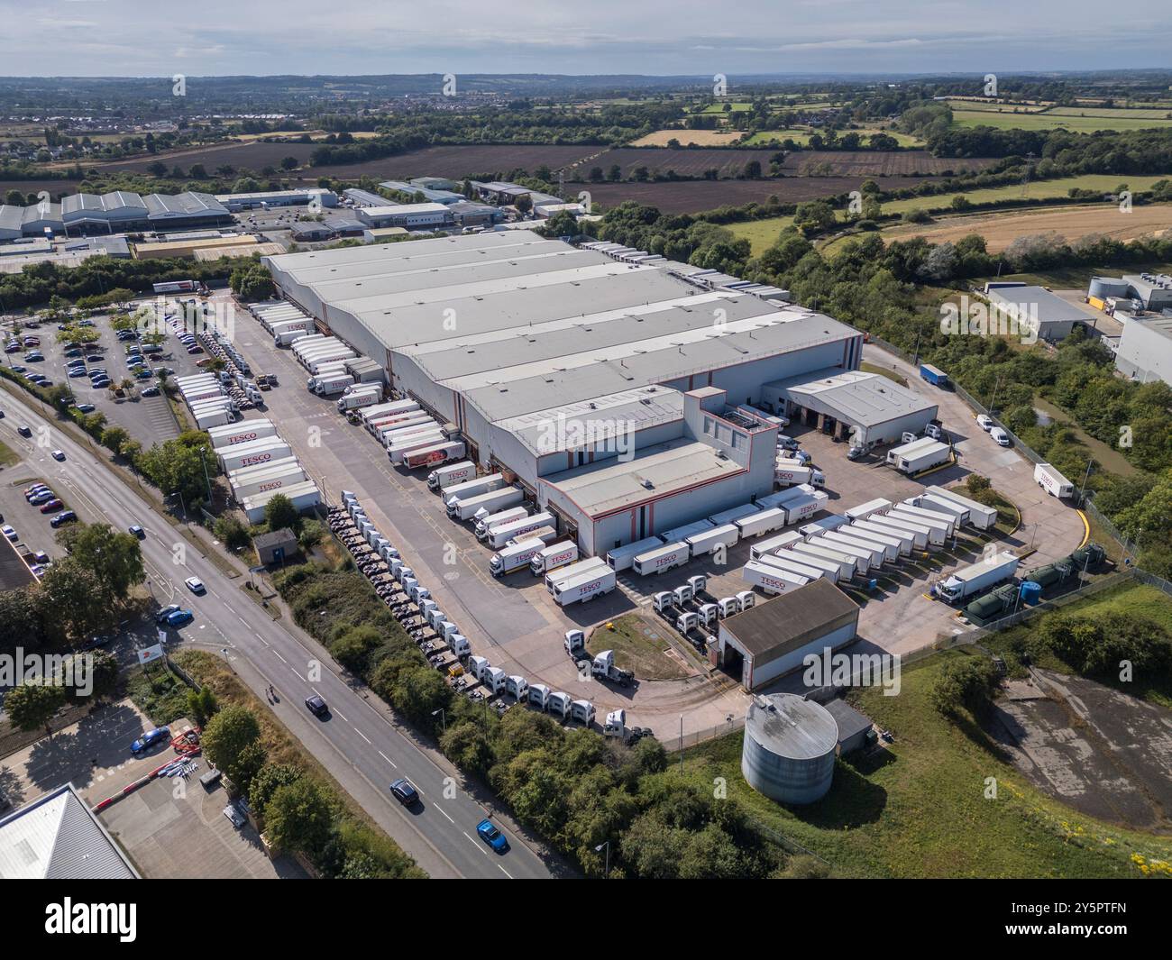 Aerial view of the Tesco Warehouse distribution centre on Dodwells ...