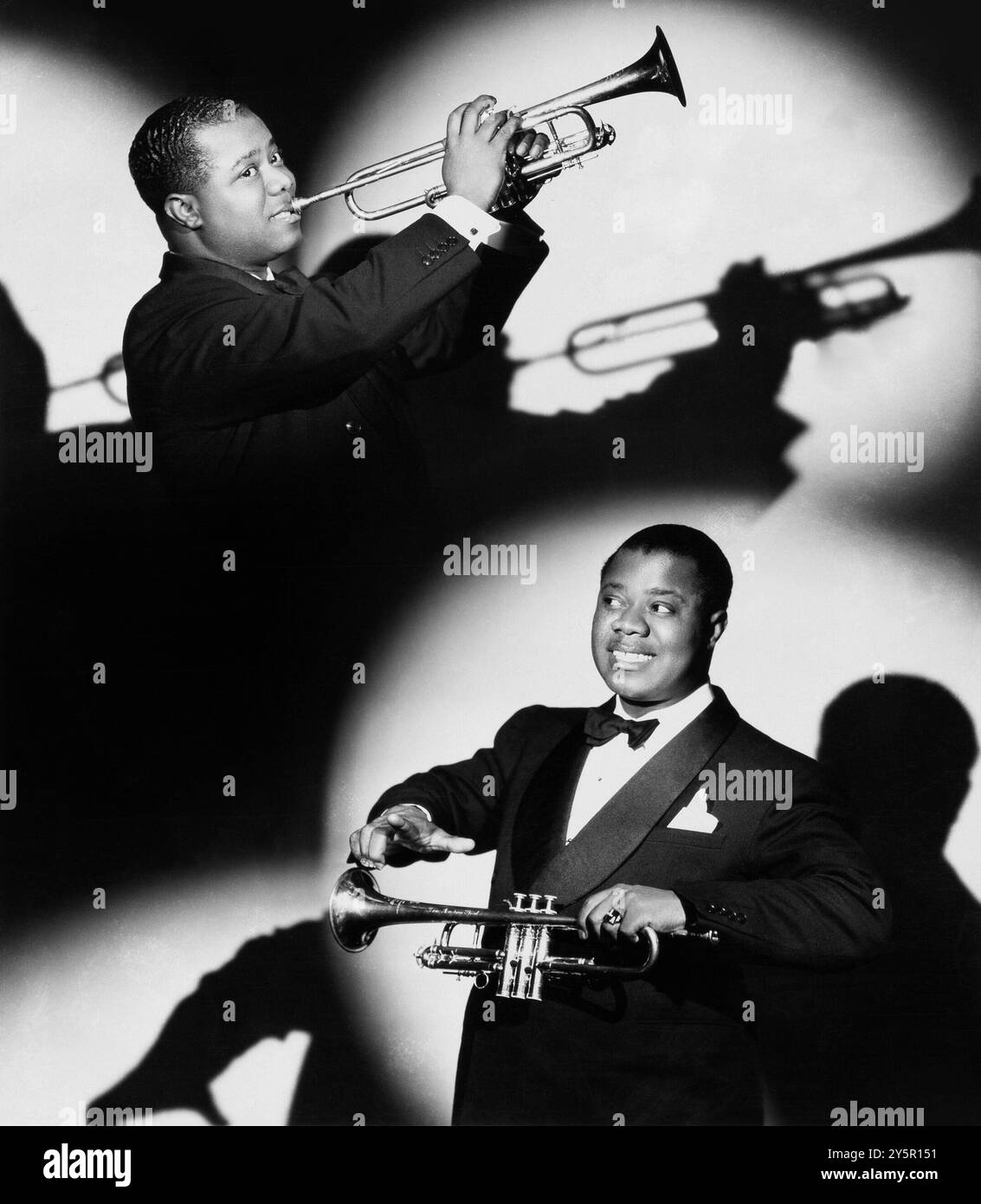 Louis Armstrong publicity photo, playing trumpet Stock Photo - Alamy