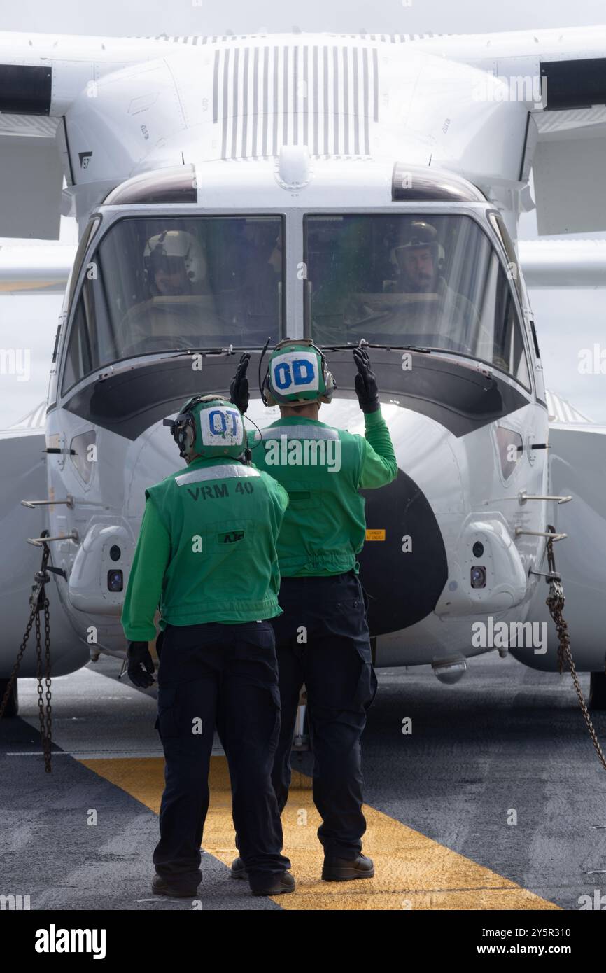 ATLANTIC OCEAN (Sept. 19, 2024) Sailors assigned to the "Mighty Bison ...