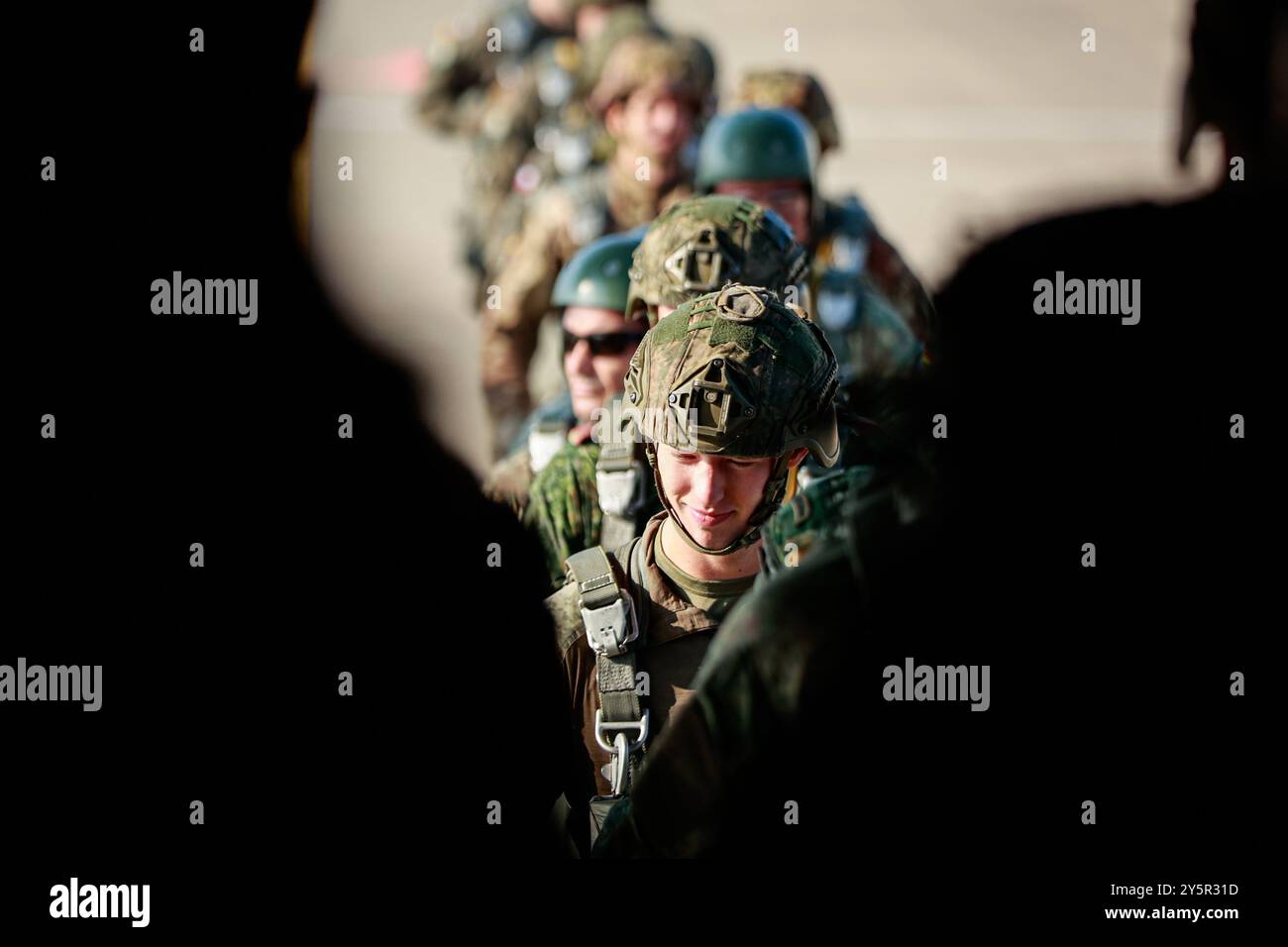 A Royal Dutch Army Soldier boards a Lockheed Martin C-130H to conduct ...