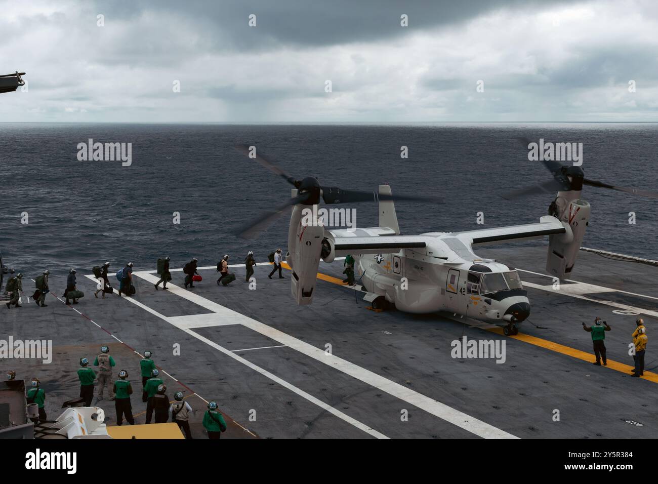 ATLANTIC OCEAN (Sep. 19 , 2024) Sailors board a CMV-22B Osprey ...
