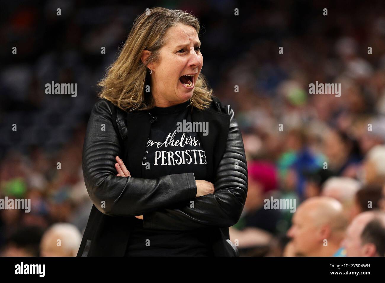 Minnesota Lynx head coach Cheryl Reeve reacts during the first half of ...