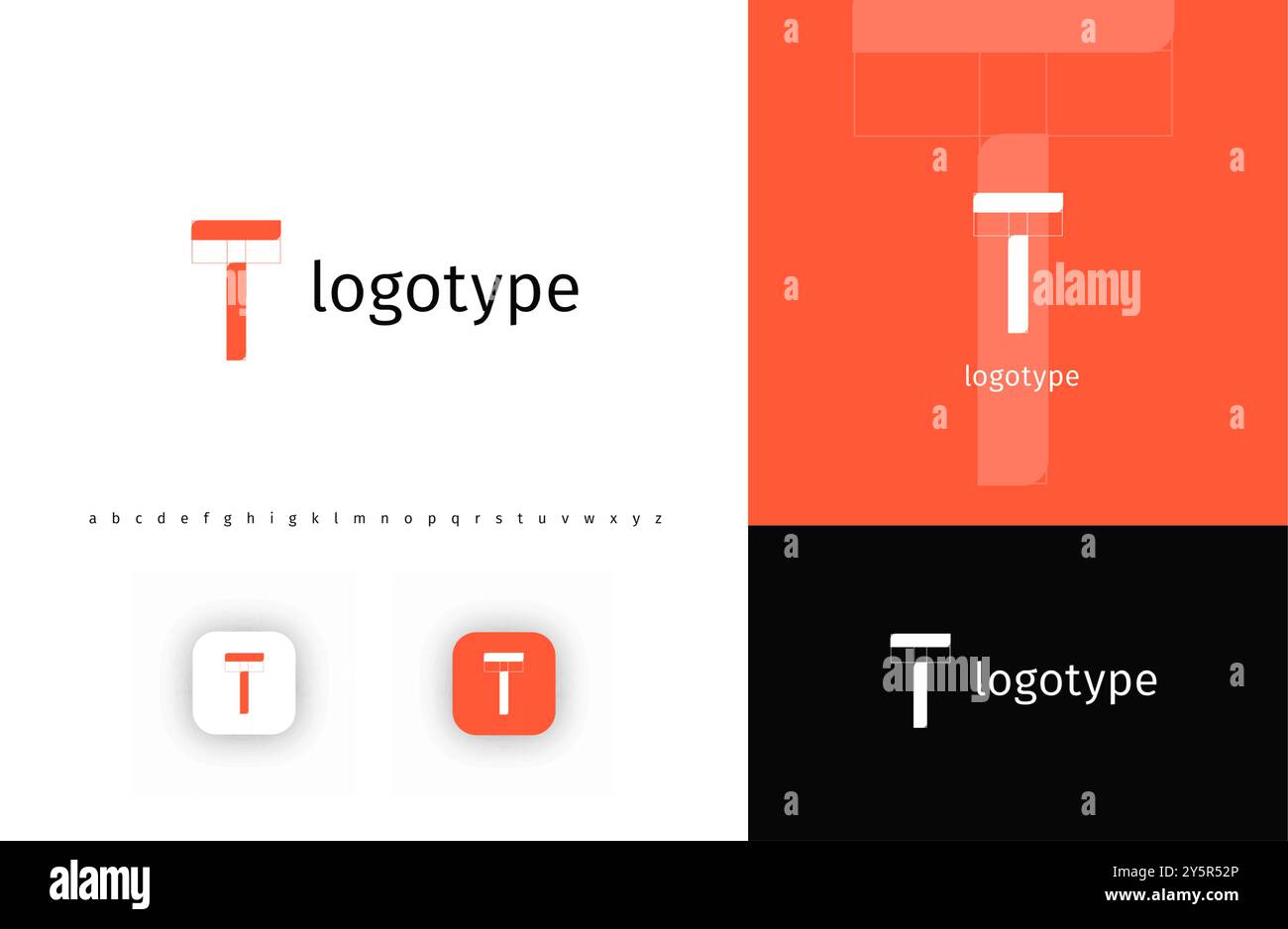 Geometric letter T monogram, minimalistic logo for architectural ...